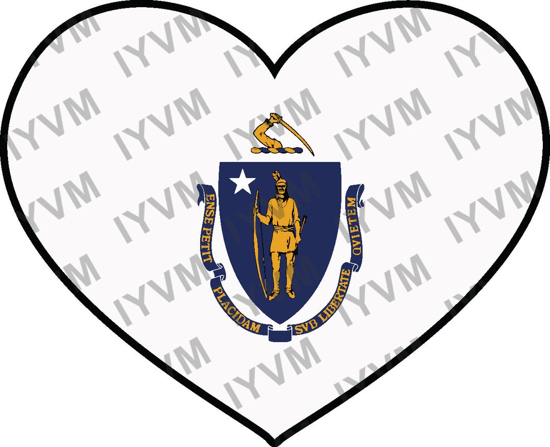 State of Massachusetts Flag Heart Sticker Decal USA Massachusetts State ...