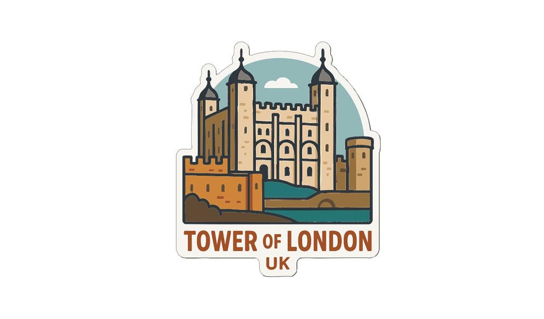 Tower of London UK Sticker Decal Vinyl Die-cut Symbolic Landmark Design ...