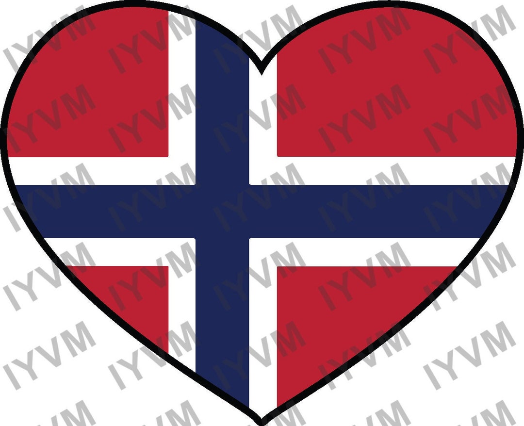 Norway Flag Heart Sticker Decal / Norwegian / Kingdom of Norway / Oslo ...