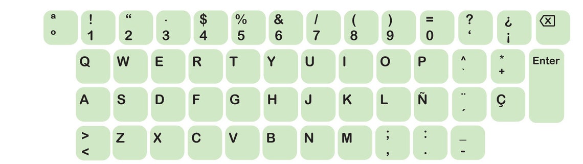 Spanish QWERTY Keyboard Sticker in Several Color Vinyl Decal Sticker - Etsy
