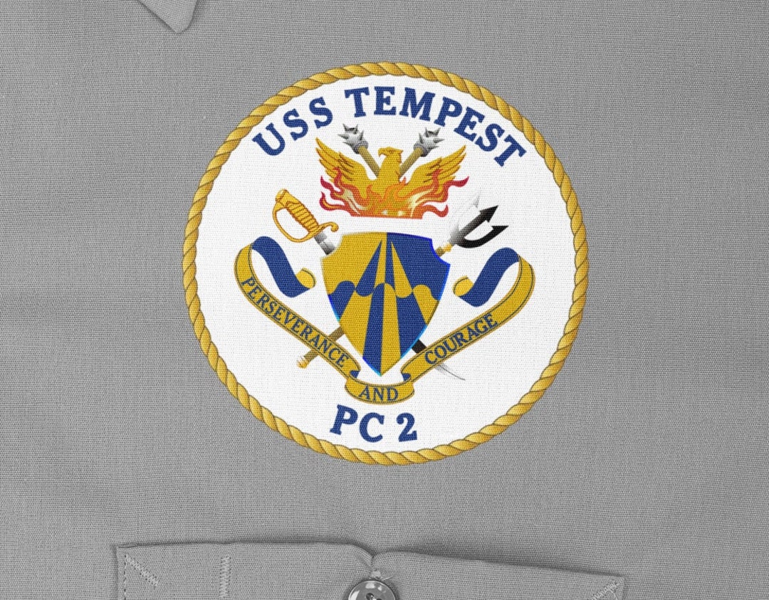 USS Tempest PC-2 Badge Iron on Heat Transfer Vinyl HTV Cyclone Class ...
