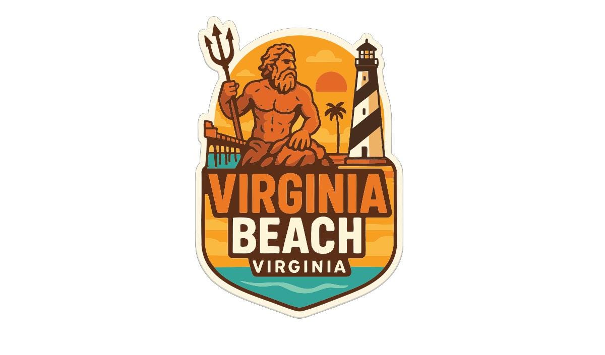 Virginia Beach Virginia Sticker Decal Vinyl Die-cut City Skyline ...