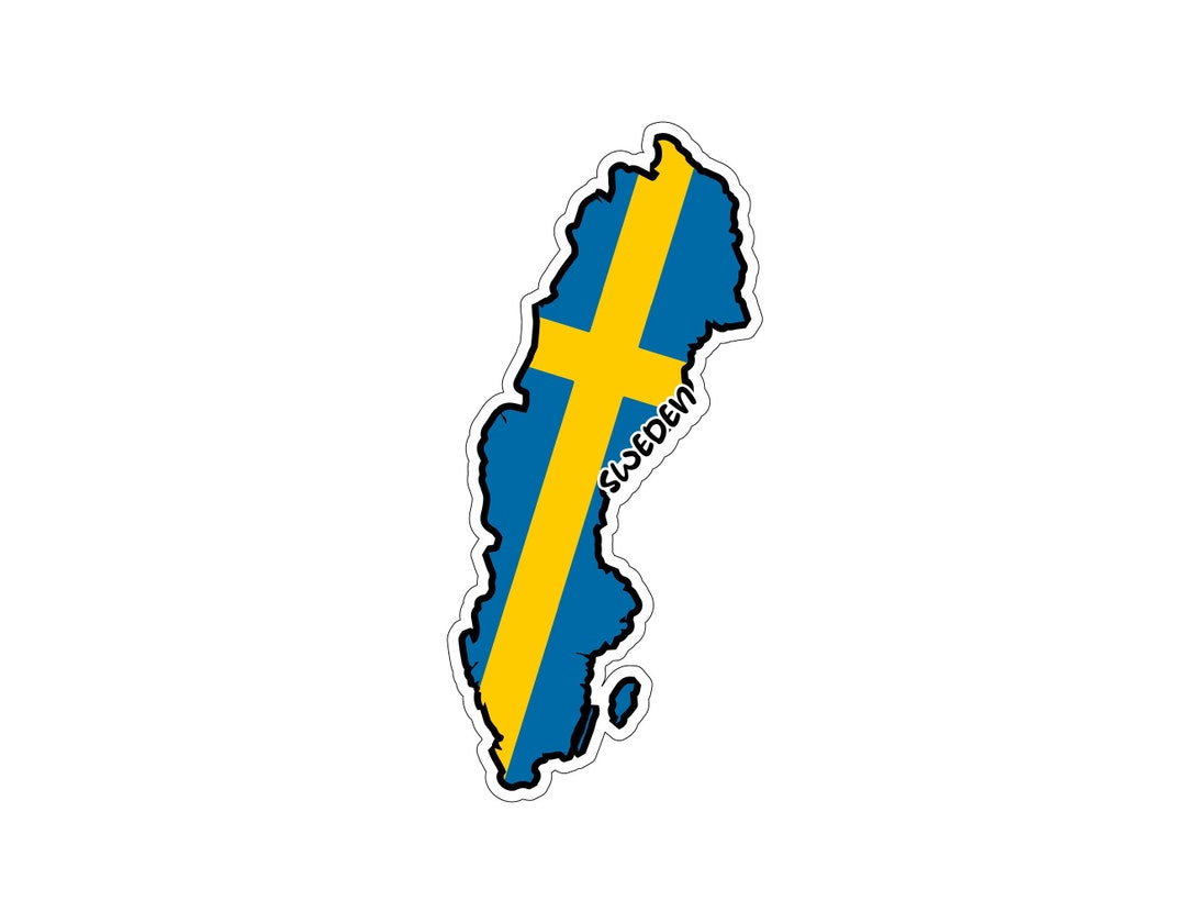 Sweden Map Flag Sticker Decal Etsy