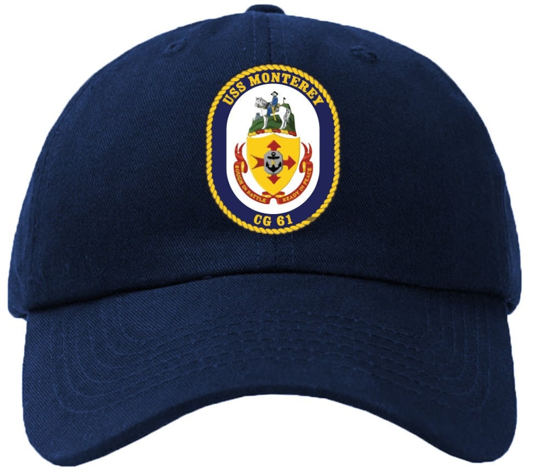 USS Monterey CG-61 Badge Baseball Cap Hat Hook & Loop Closure ...