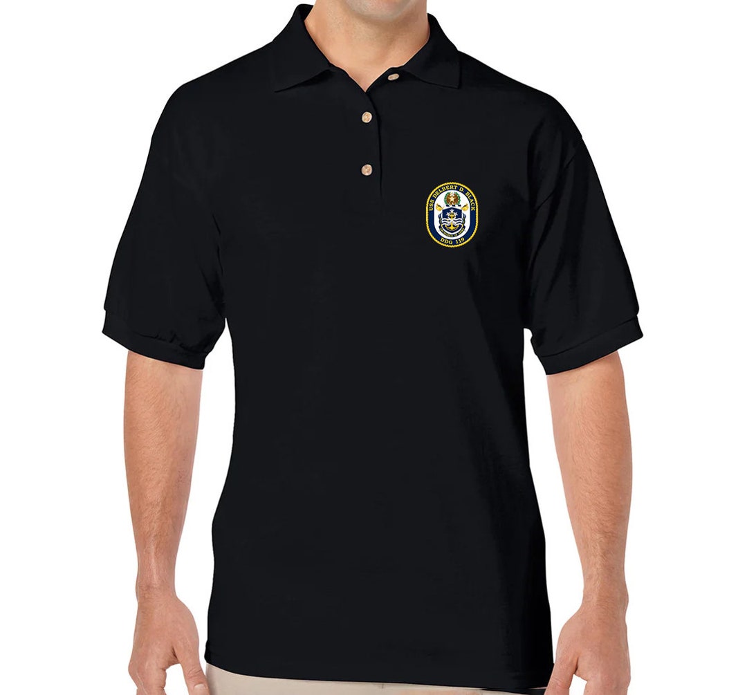 USS Delbert D. Black DDG-119 Black Polo Shirt Logo Printed on Left ...