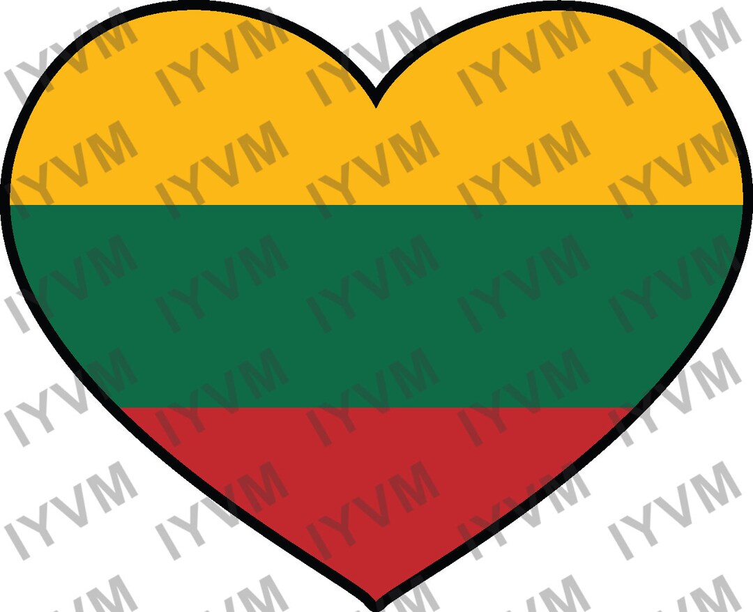 Lithuania Flag Heart Sticker Decal / Republic of Lithuania / Lietuvos ...