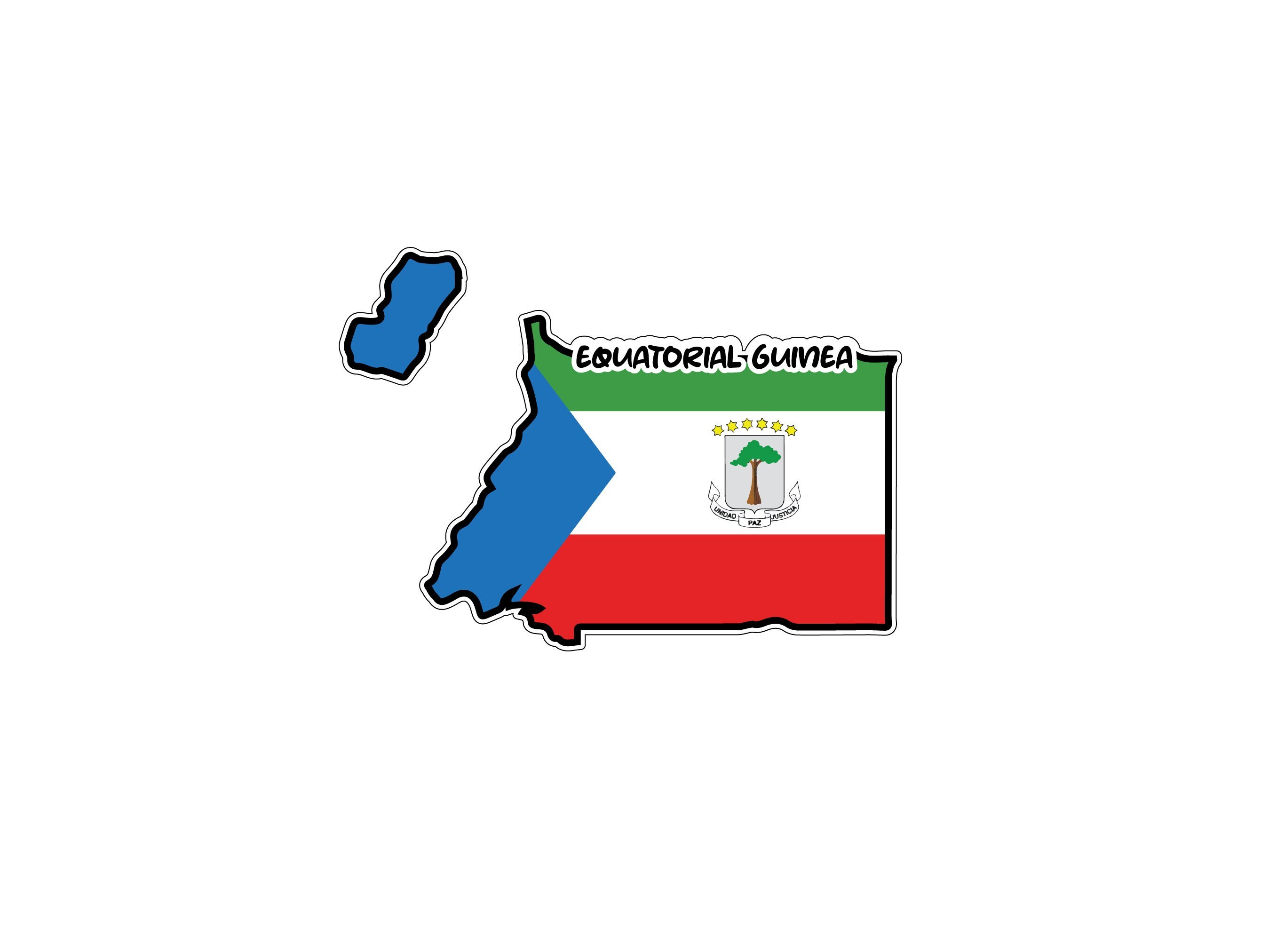 Equatorial Guinea Map Flag Sticker Decal - Etsy