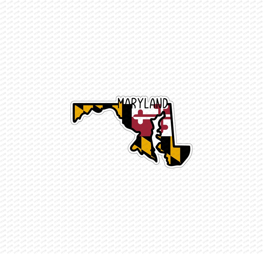 State of Maryland Map Flag Sticker Decal USA Maryland State Annapolis ...