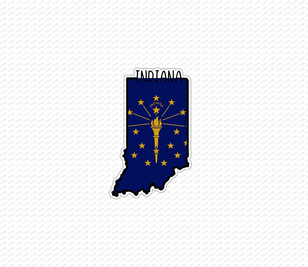 State of Indiana Map Flag Sticker Decal USA Indiana State Indianapolis ...