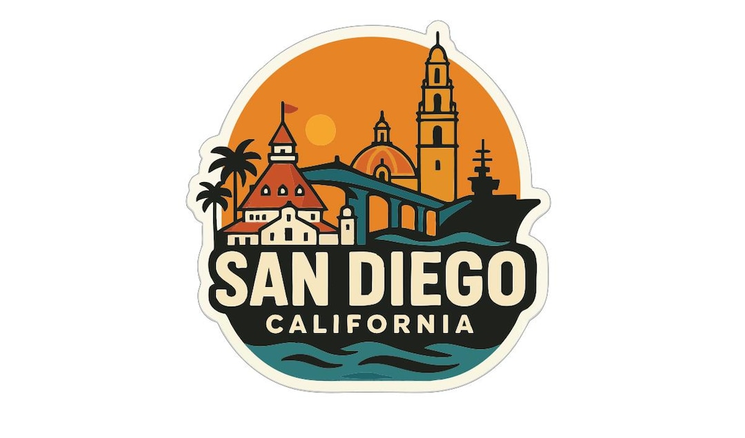 San Diego California Sticker Decal Vinyl Die-cut City Skyline Landmark ...