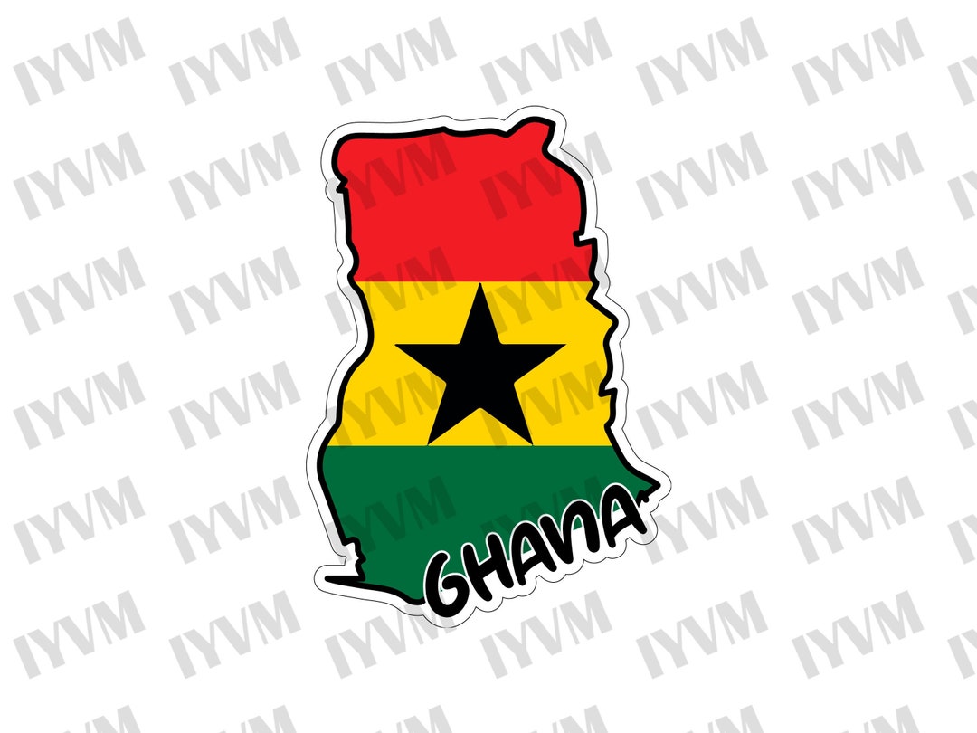Ghana Map Flag Sticker Decal / Republic of Ghana / Freedom and Justice ...