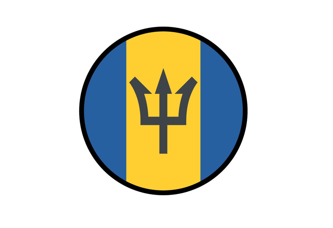 Barbados Flag Circle Sticker Decal - Etsy