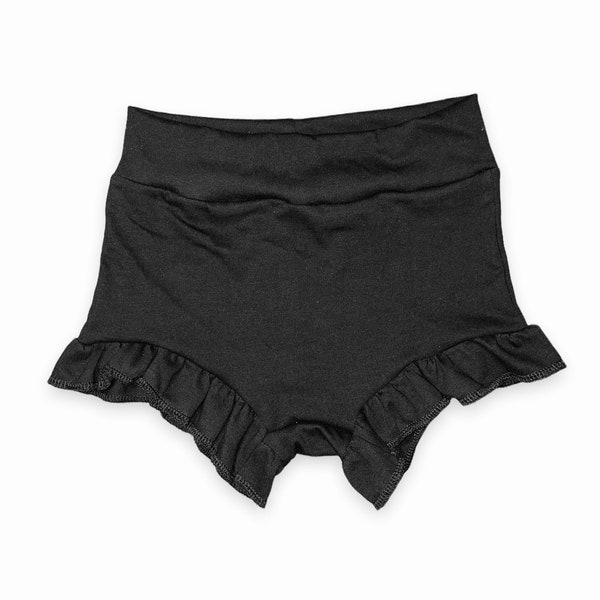 Black Ruffle Shorts - Etsy