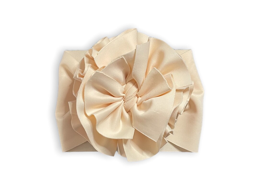 Cream Shredded Puff Bow Ivory Puff Bow Head Wrap Big Ruffle - Etsy