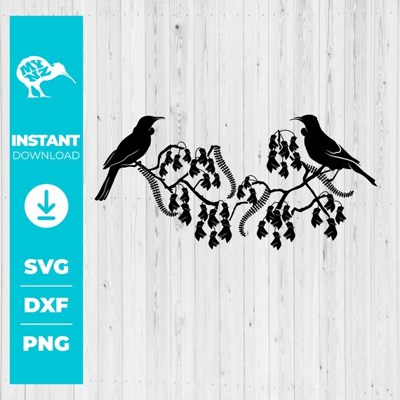 Two Tui on Flax Svg Tui Art New Zealand Tui Nz Bird Svg | Etsy