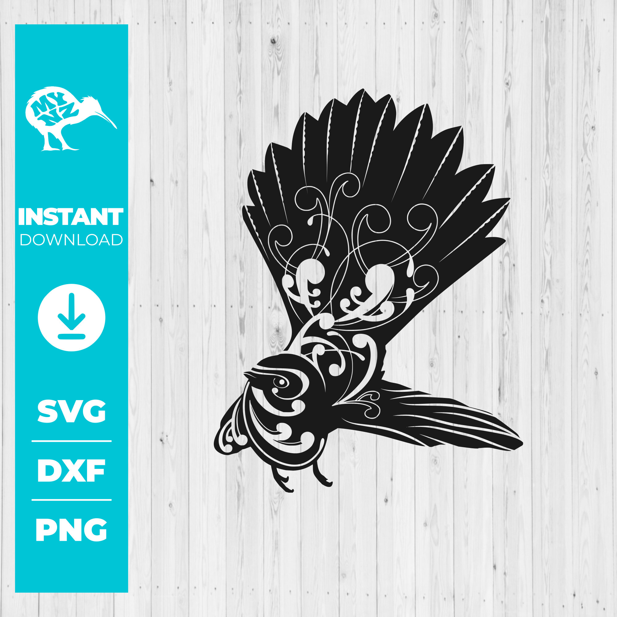 Fantail Svg, New Zealand Bird Svg, Nz Bird Art, Nz Print, New Zealand ...