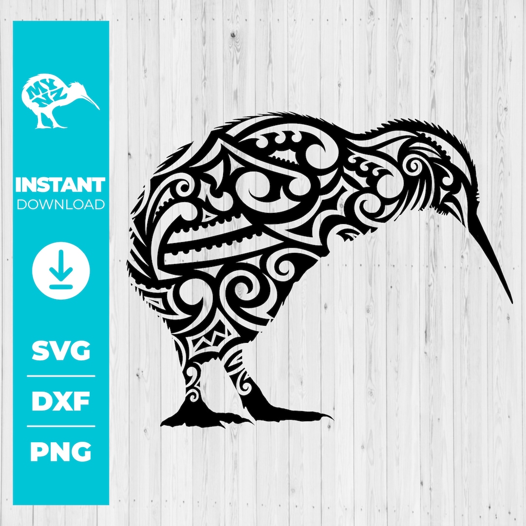 Maori Kiwi Bird SVG, New Zealand Wildlife Art, Tribal Bird Silhouette ...