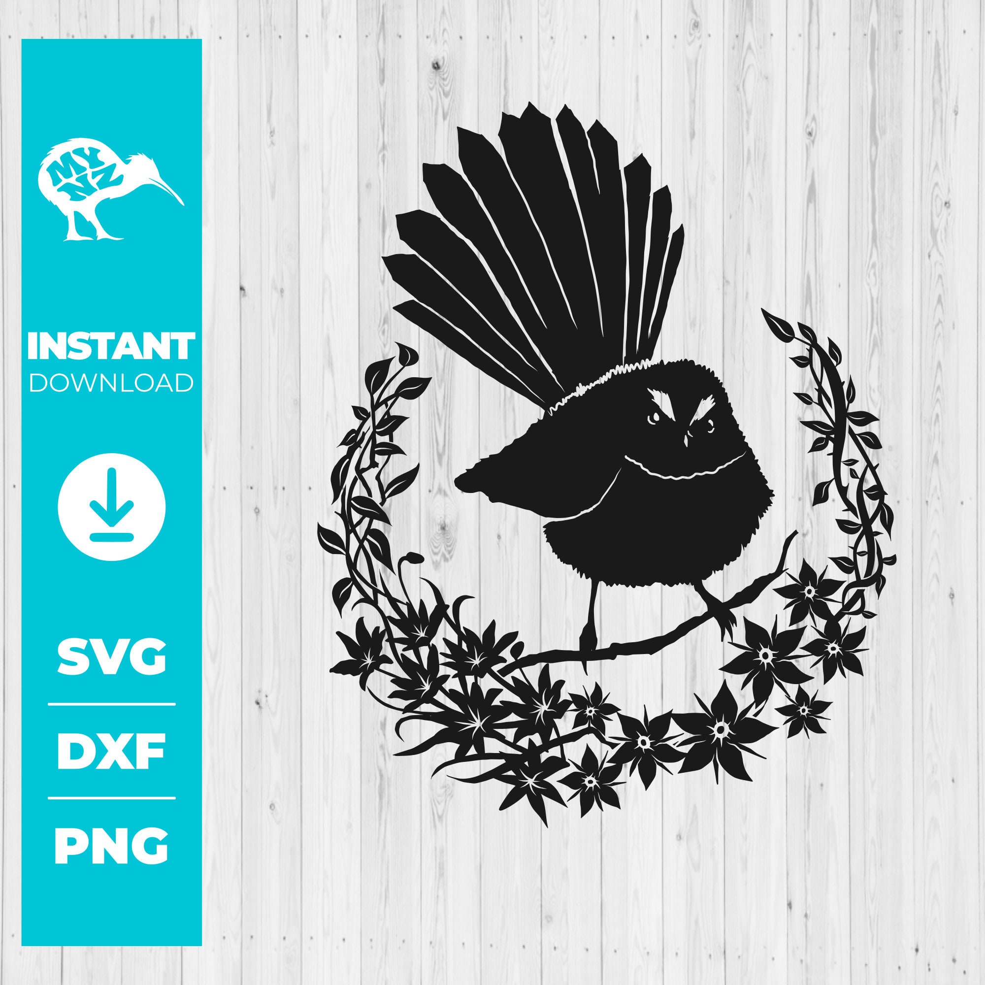 Fantail Bird SVG | Piwakawaka Floral Design (digital Download) - Etsy