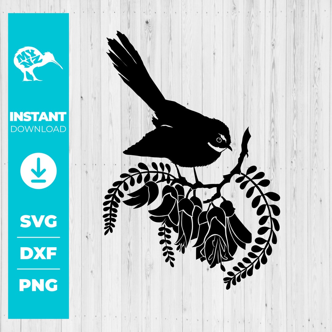 Fantail Kowhai Svg, Fantail Svg, Nz Bird Svg, Kowhai Flower, Nz Native ...