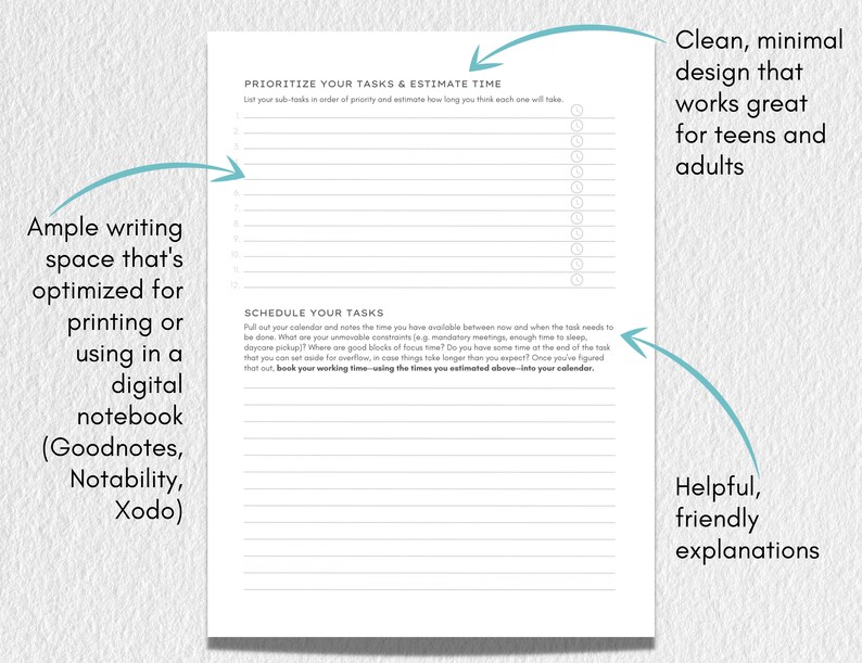 ADHD Focus Planner for Tough Tasks | Executive Function Planner | ADHD ...