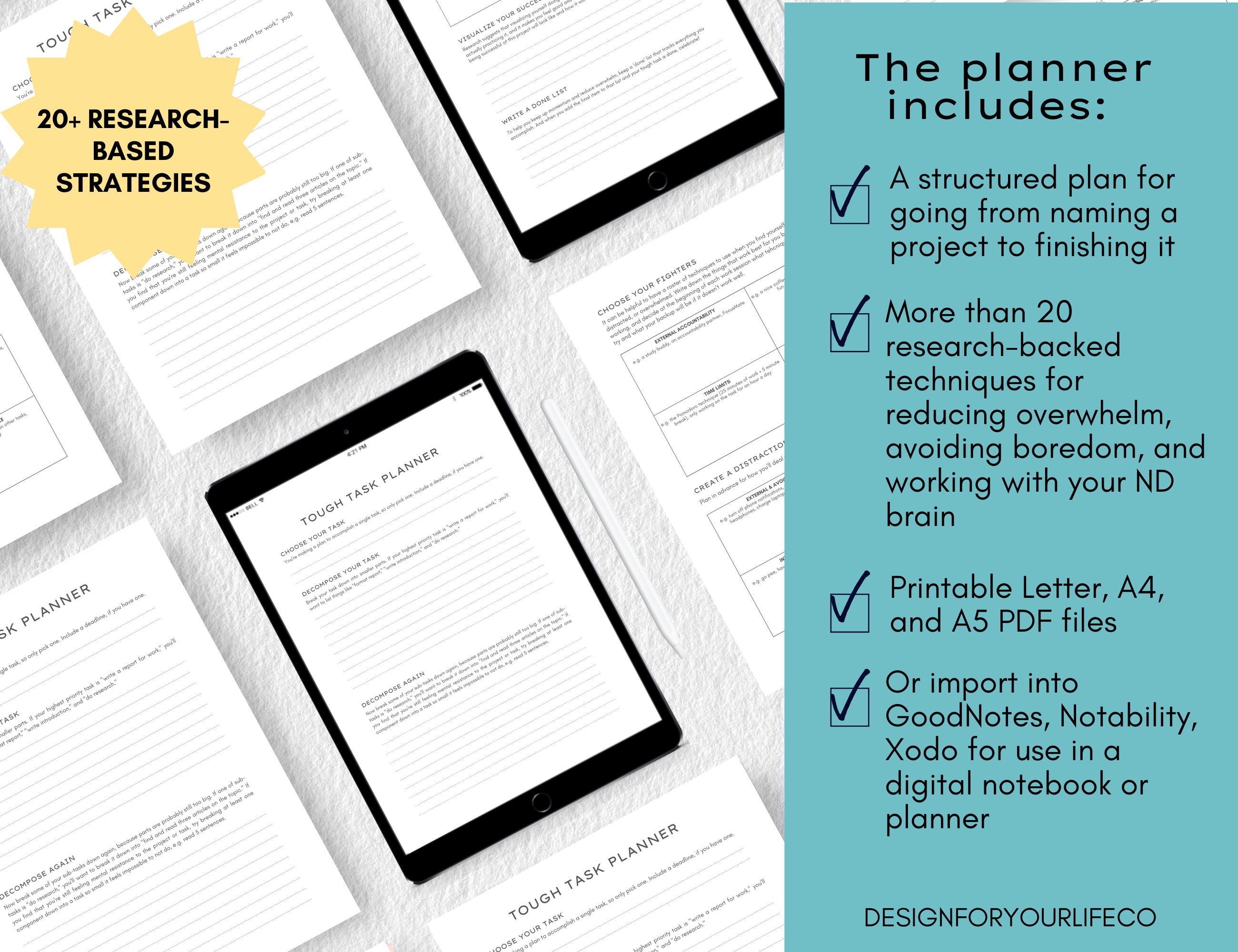 ADHD Focus Planner for Tough Tasks | Executive Function Planner | ADHD ...