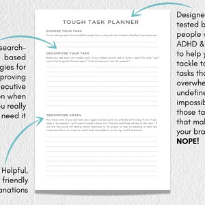 ADHD Focus Planner for Tough Tasks | Executive Function Planner | ADHD ...