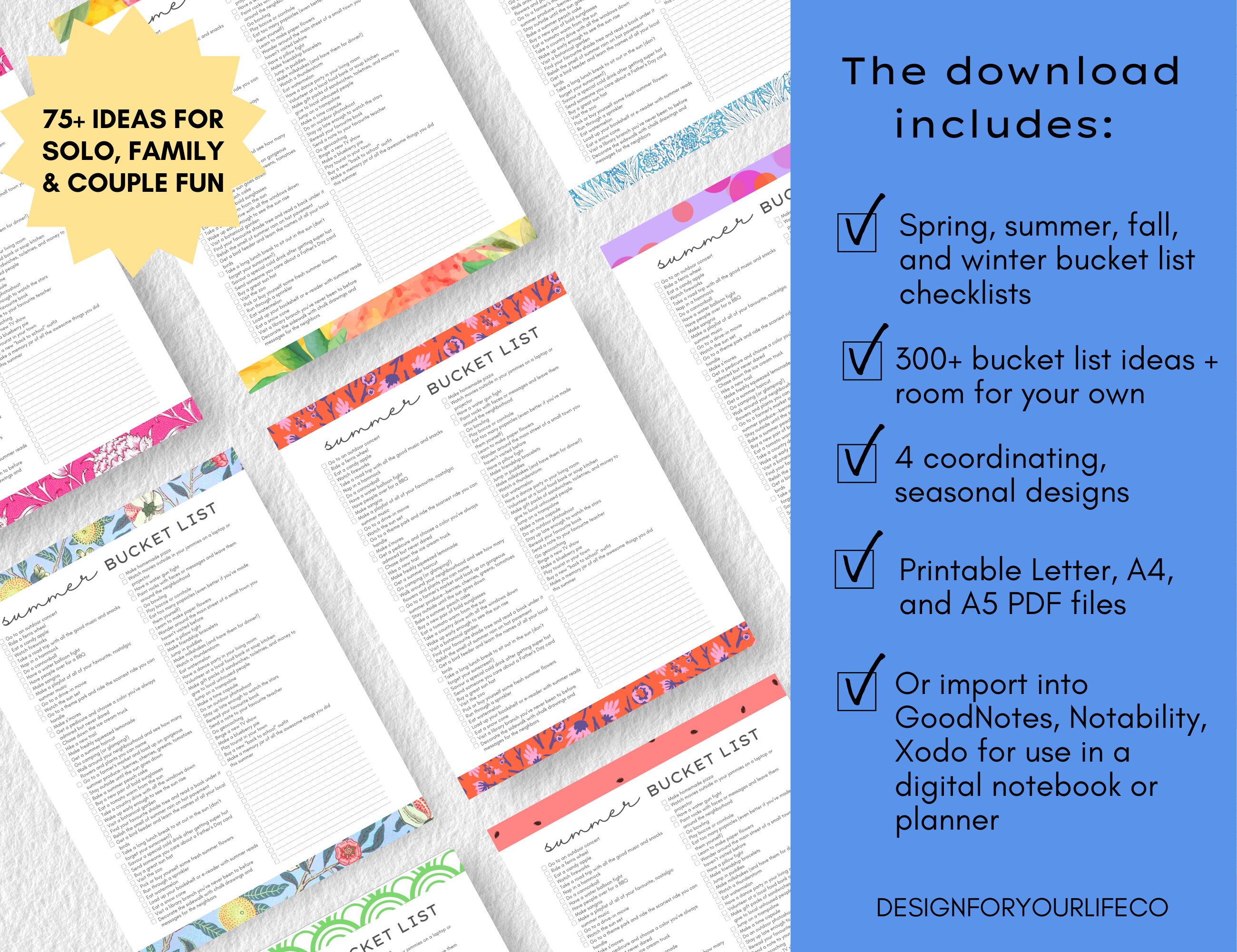 Ultimate Summer Bucket List Printable & Digital Checklist Seasonal ...