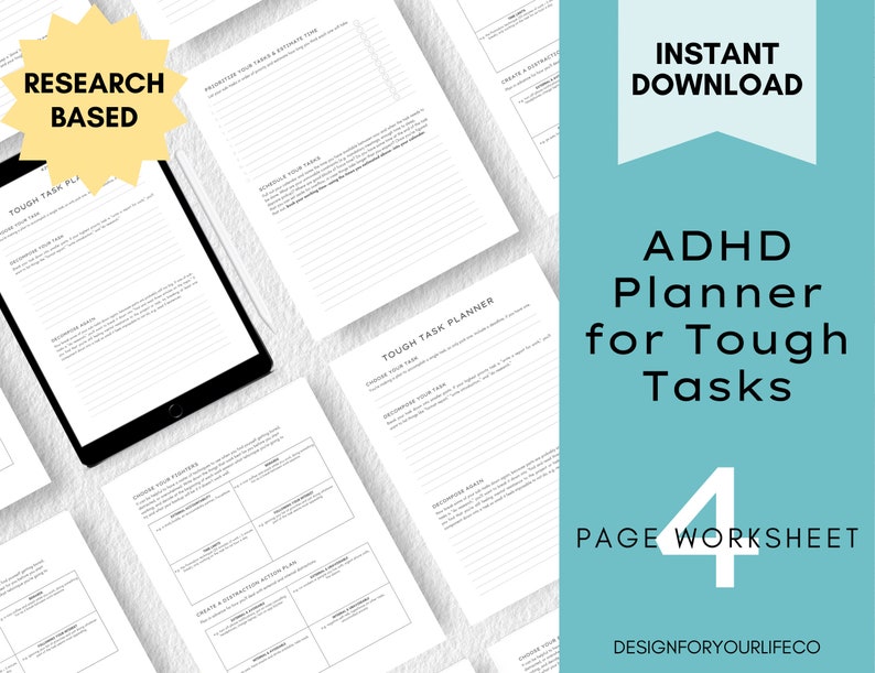 ADHD Focus Planner for Tough Tasks | Executive Function Planner | ADHD ...