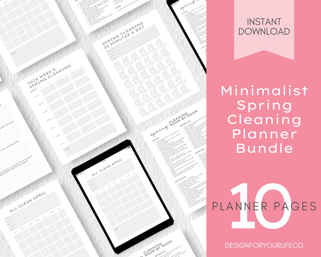 Minimalist Spring Cleaning Printable Planner - Etsy