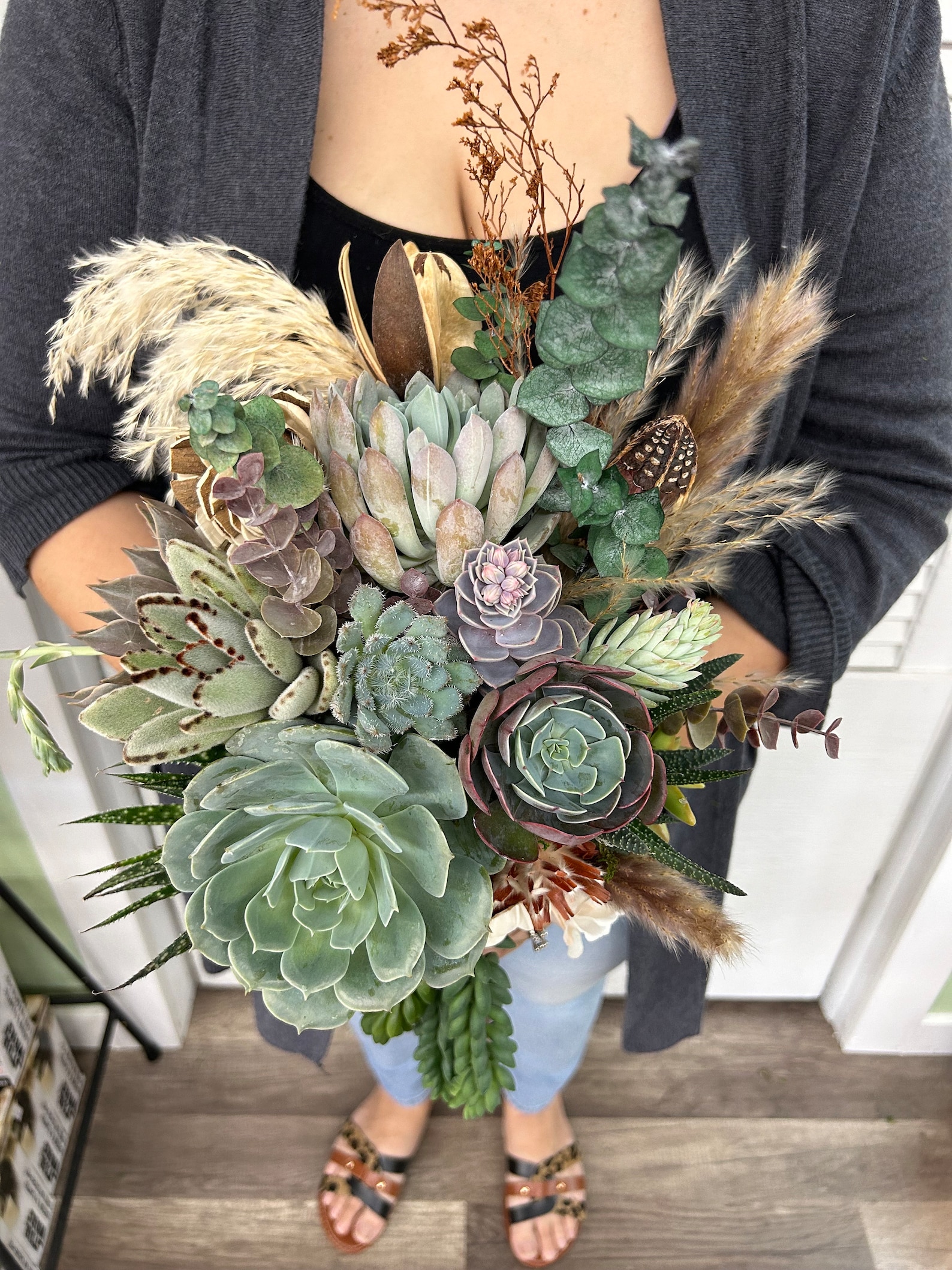 Custom Designed Wedding Bouquets/ Live Succulents / Sola Wood Flowers ...
