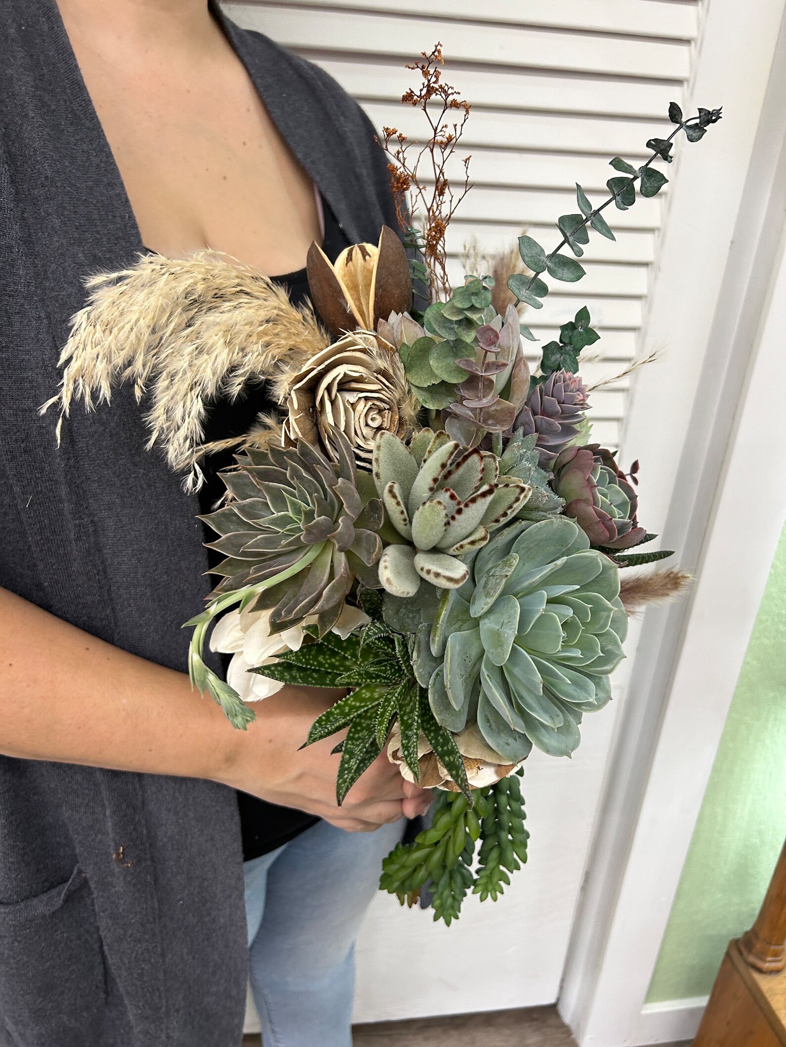 Custom Designed Wedding Bouquets/ Live Succulents / Sola Wood Flowers ...