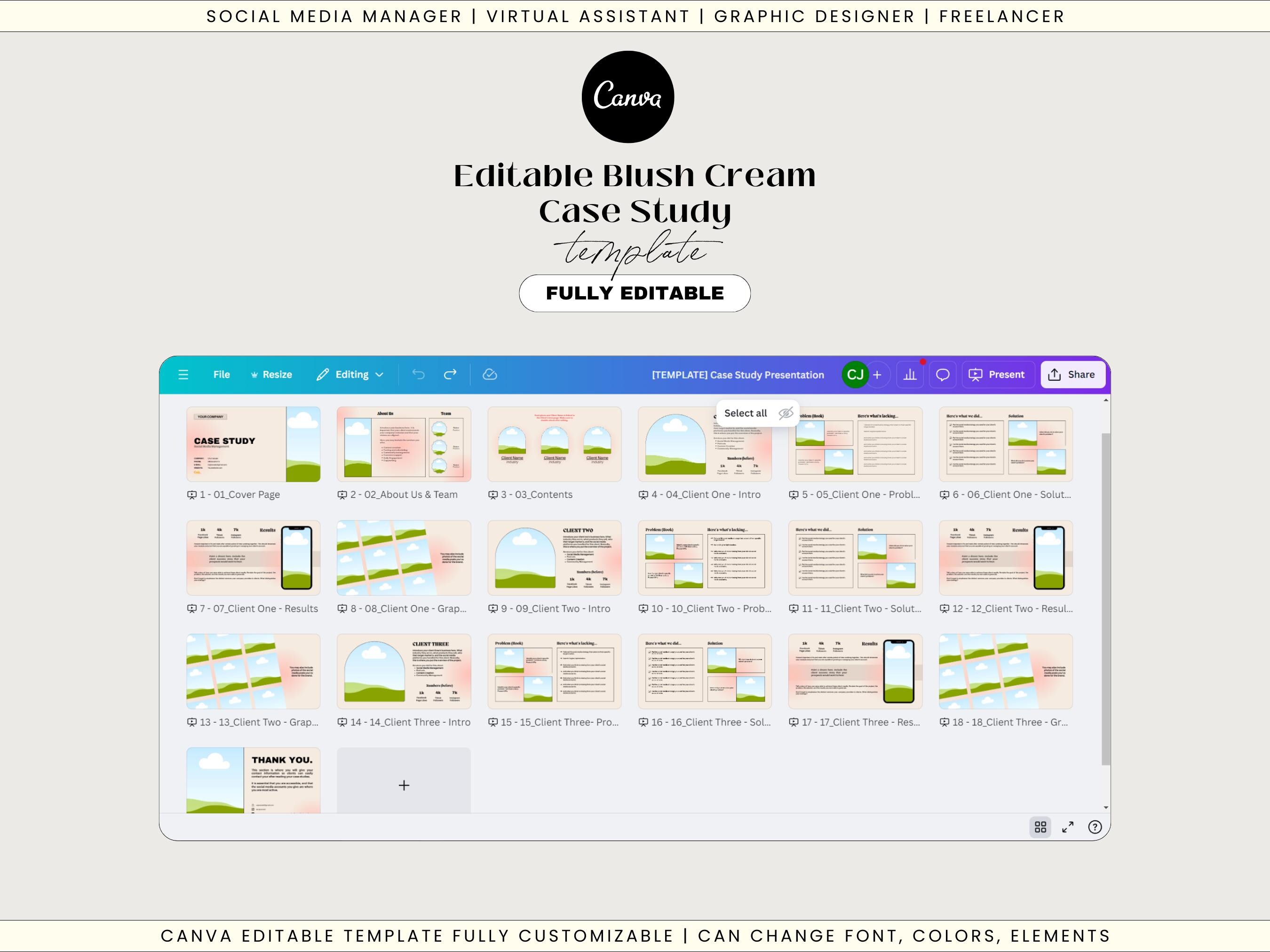 Case Study Editable Canva Template Social Media Manager Virtual ...