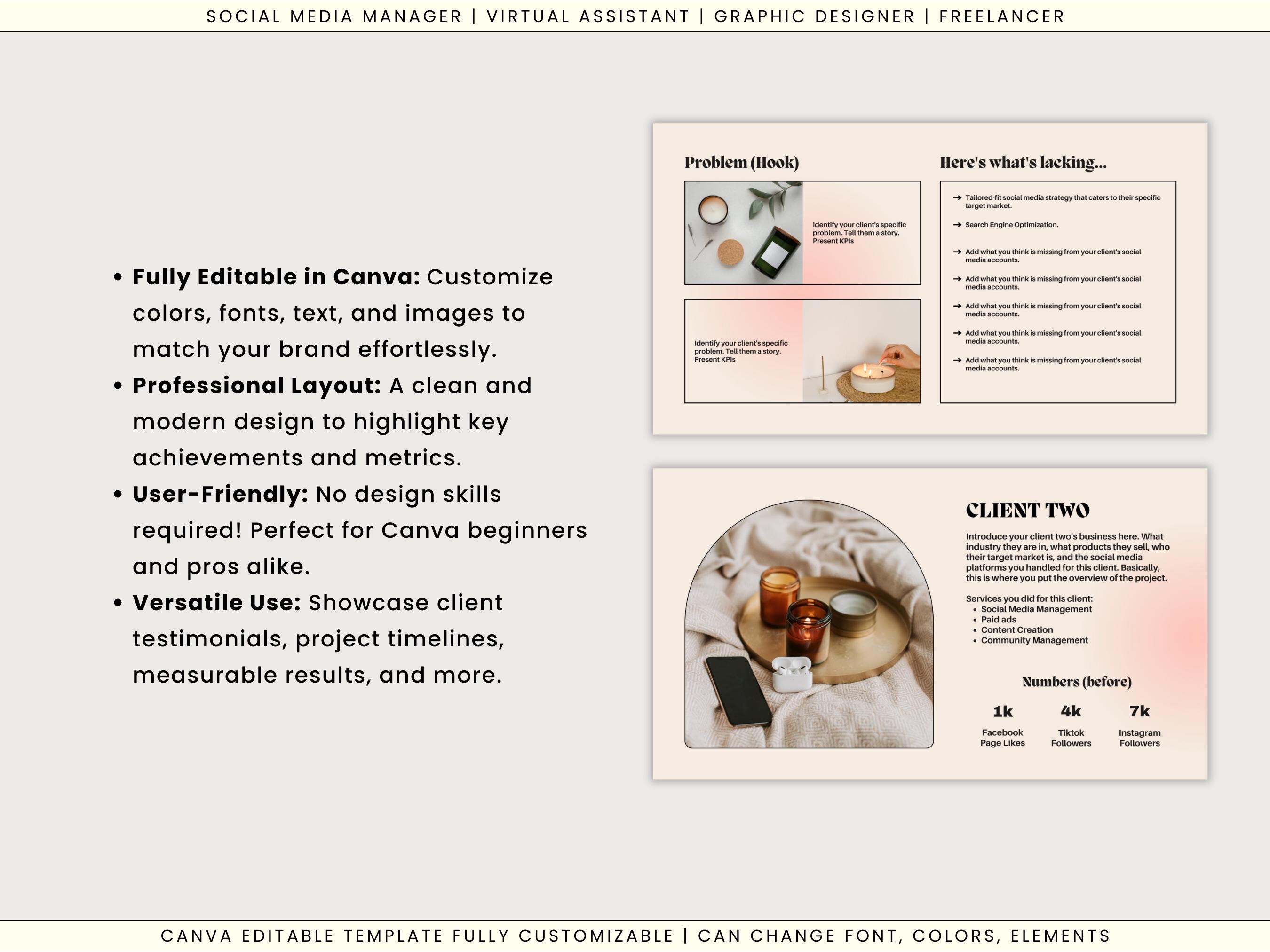 Case Study Editable Canva Template Social Media Manager Virtual ...