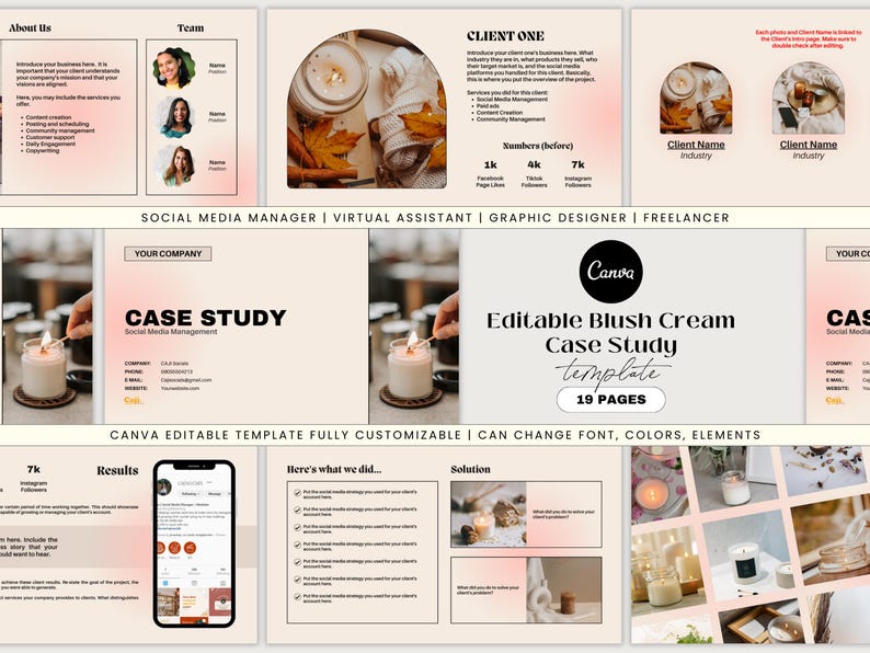 Case Study Editable Canva Template Social Media Manager Virtual ...