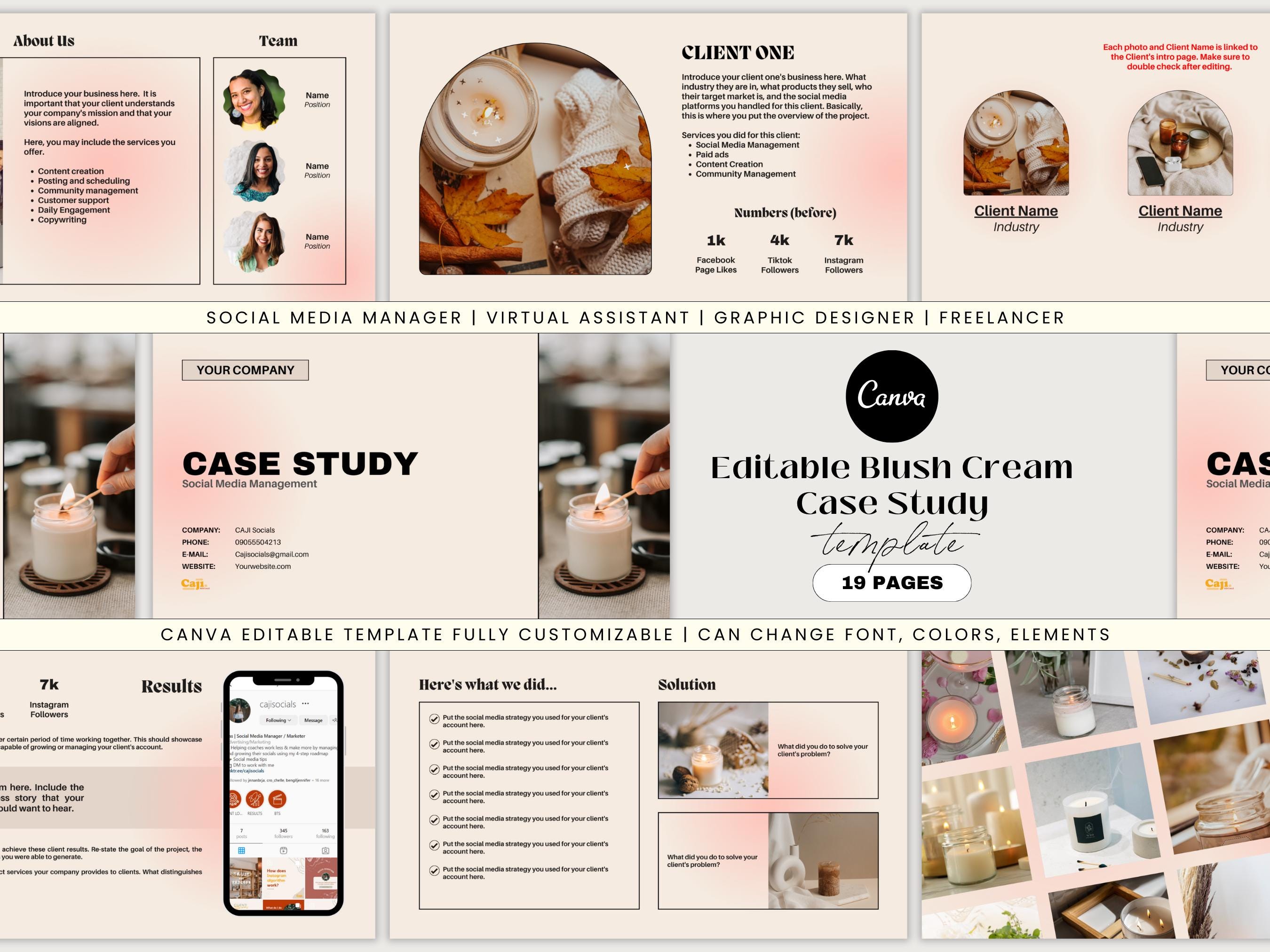 Case Study Editable Canva Template Social Media Manager Virtual ...