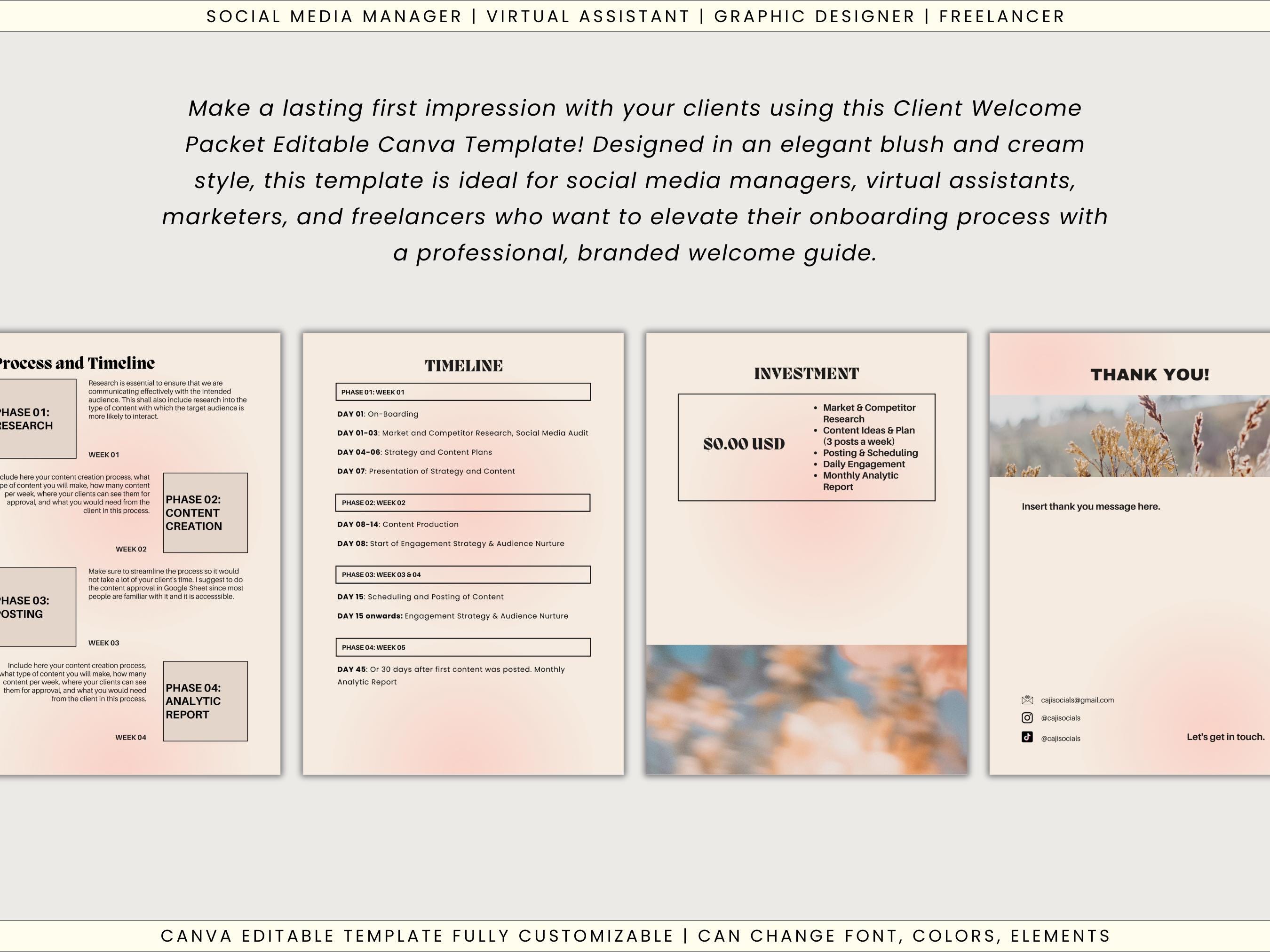 Client Welcome Packet Editable Canva Template Social Media Manager ...