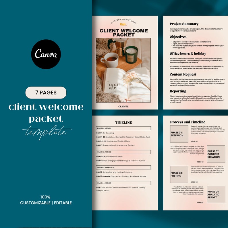 Social Media Manager Client Welcome Packet Kit Editable Canva Template ...