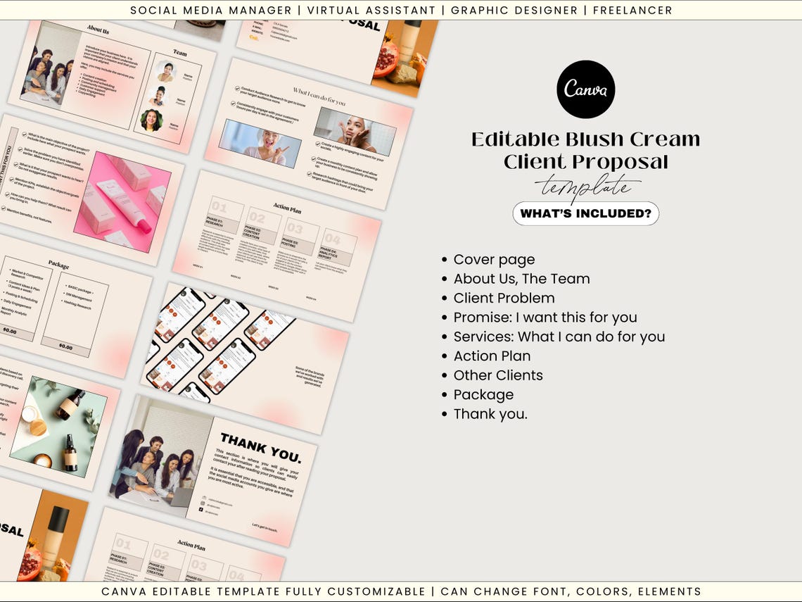 Social Media Manager Proposal Template Editable Canva Template for SMM ...