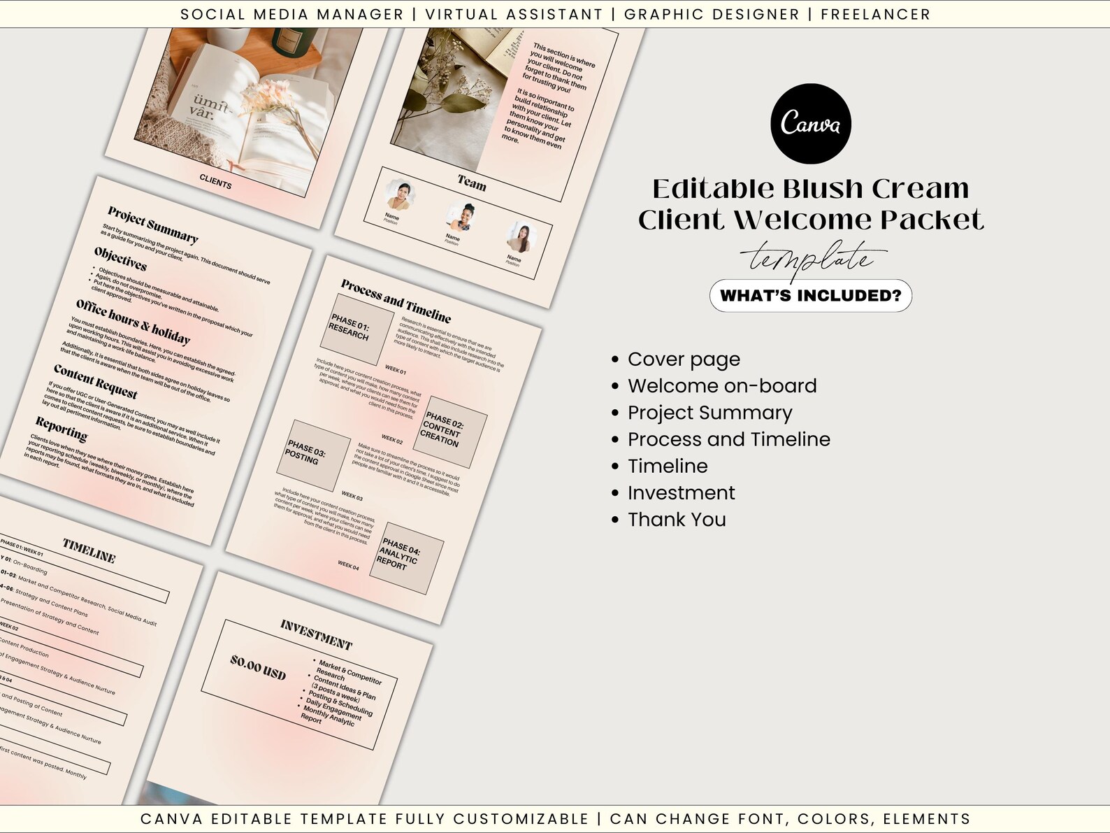 Client Welcome Packet Editable Canva Template Social Media Manager ...