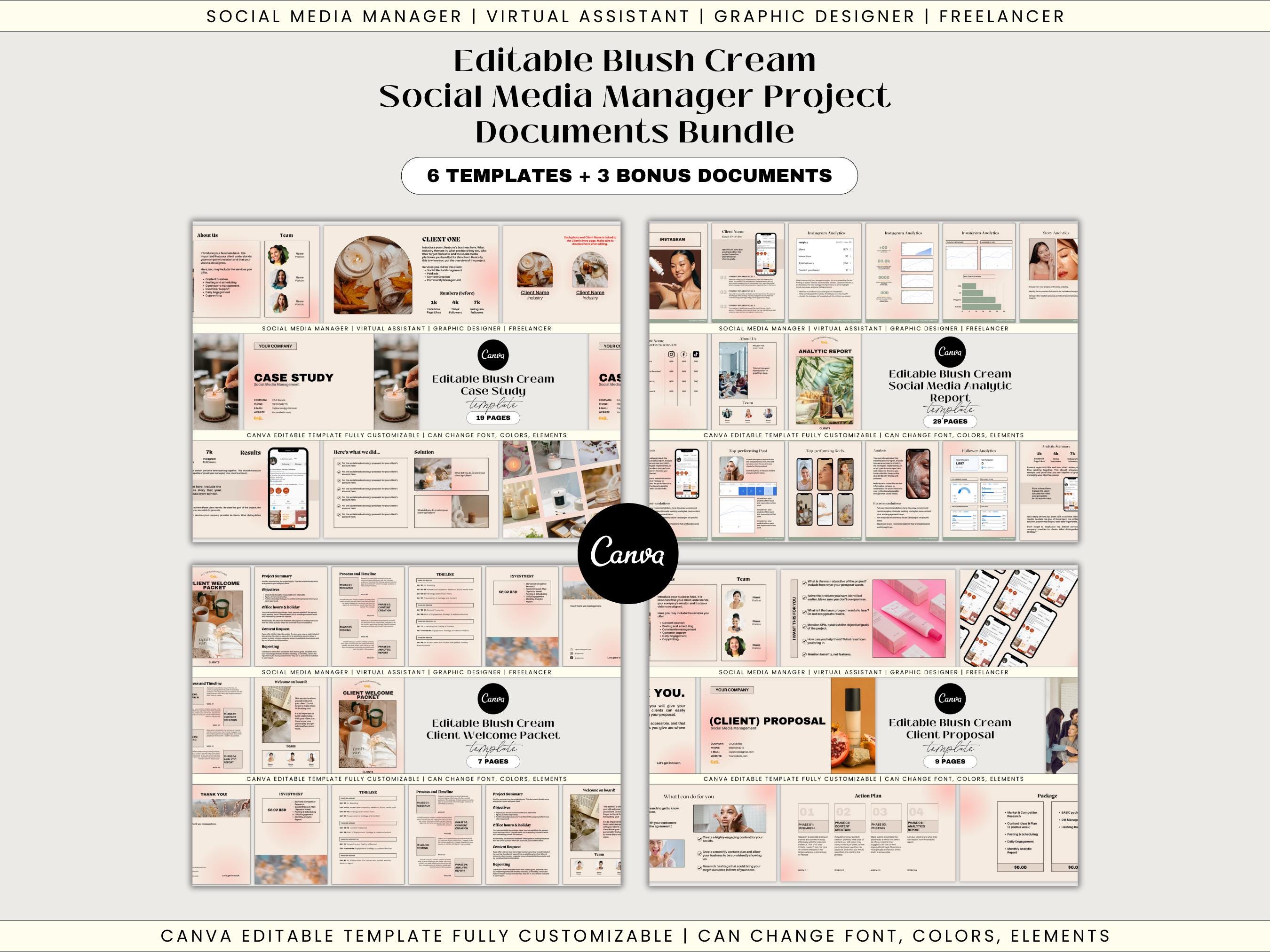 Social Media Manager Project Document Editable Canva Template Client ...