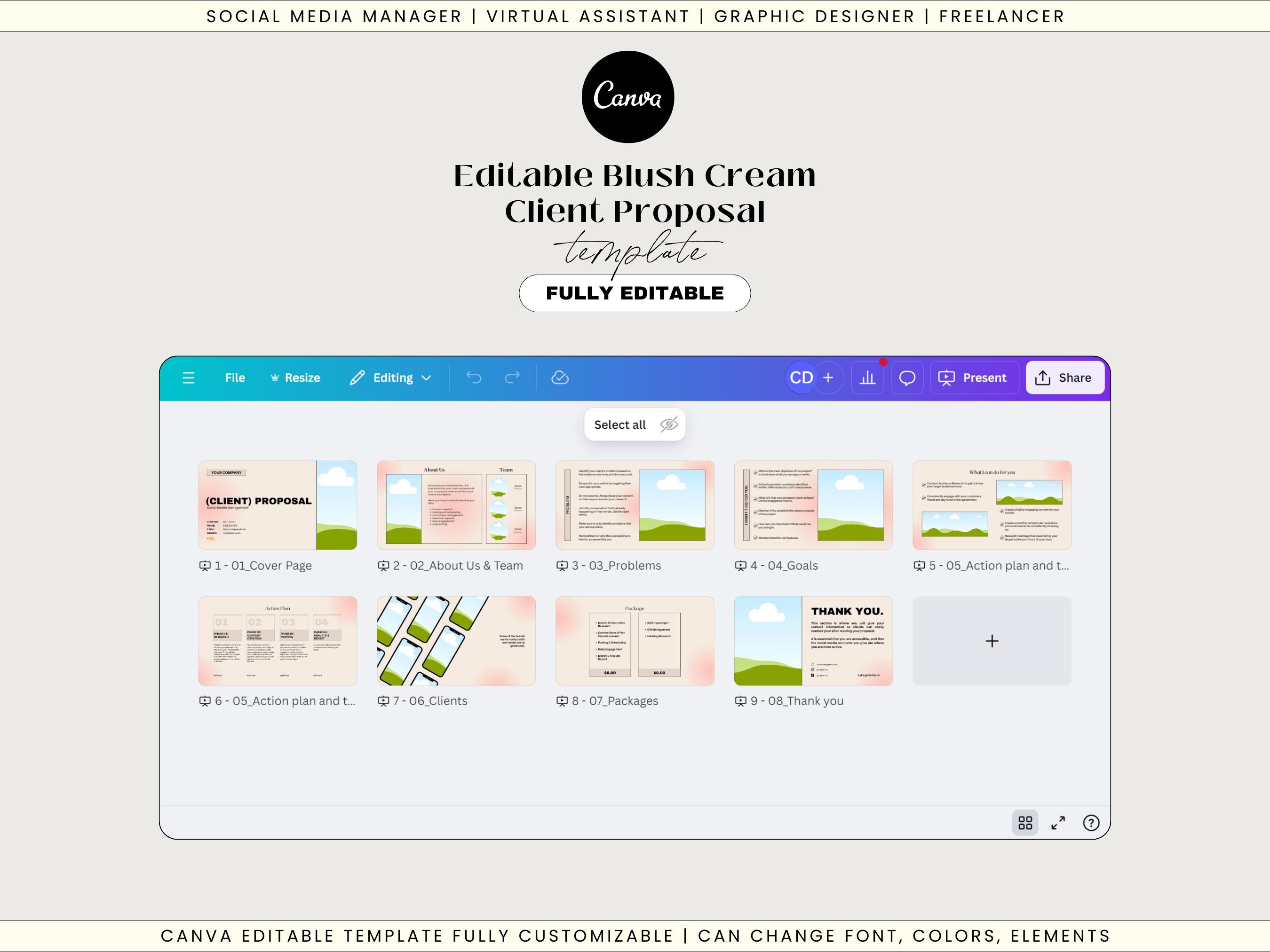 Social Media Manager Proposal Template Editable Canva Template for SMM ...