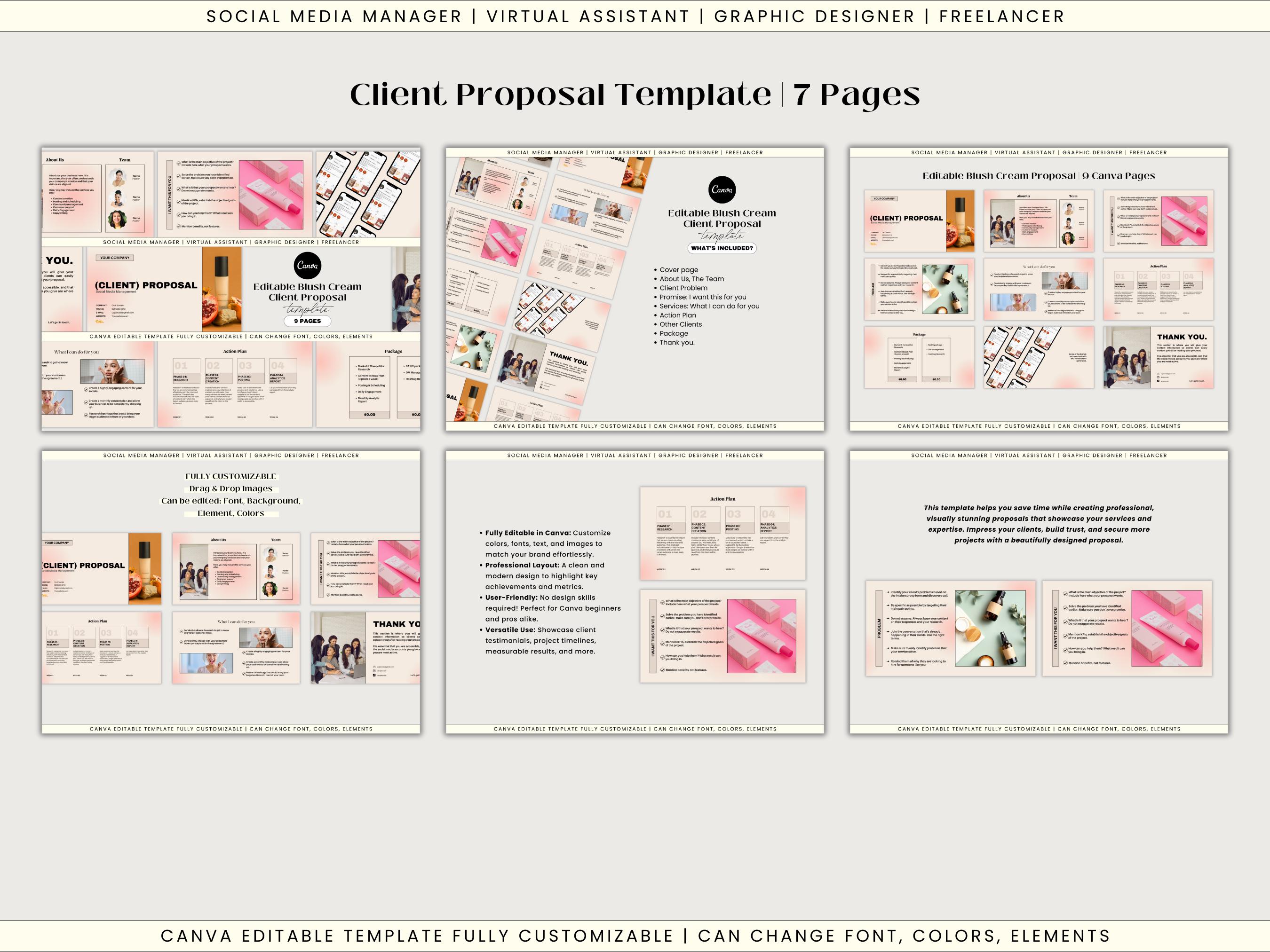 Social Media Manager Project Document Editable Canva Template Client ...