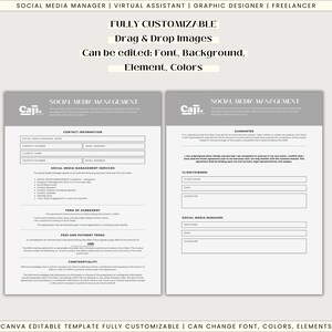 Simple Classic Contract Editable Canva Template Social Media Manager ...