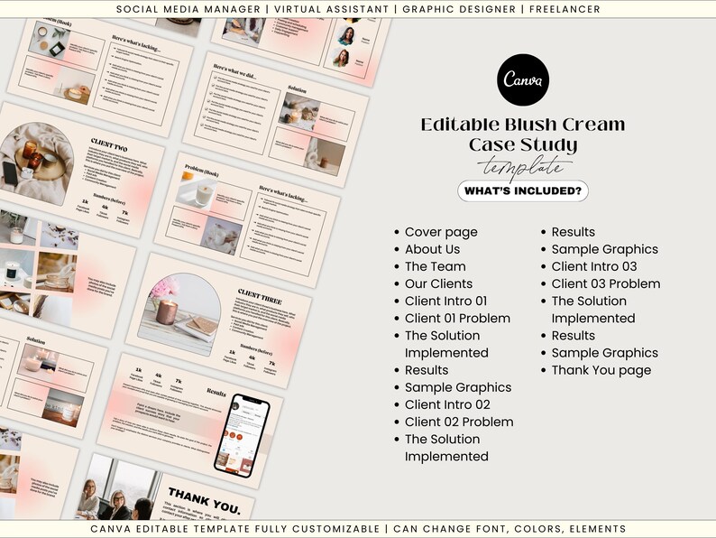 Case Study Editable Canva Template | for SMM, Business Owners, Virtual ...