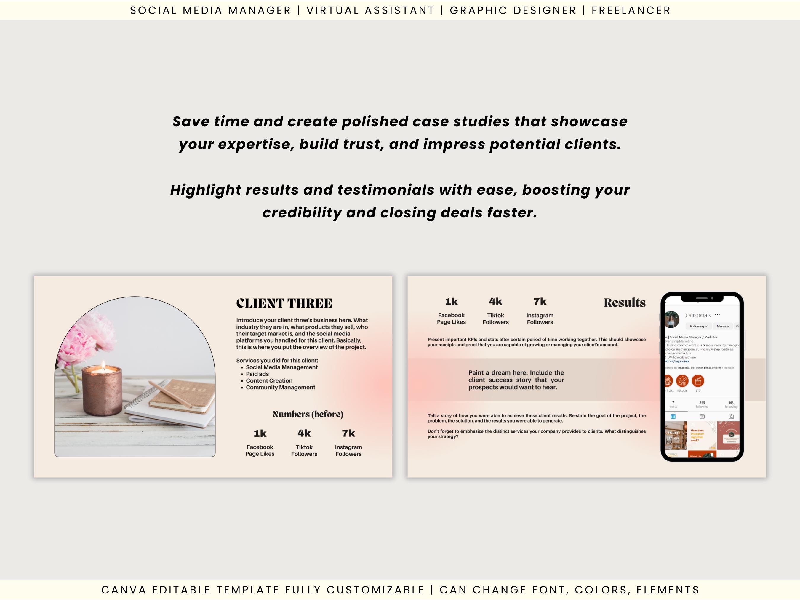 Case Study Editable Canva Template for SMM, Business Owners, Virtual ...