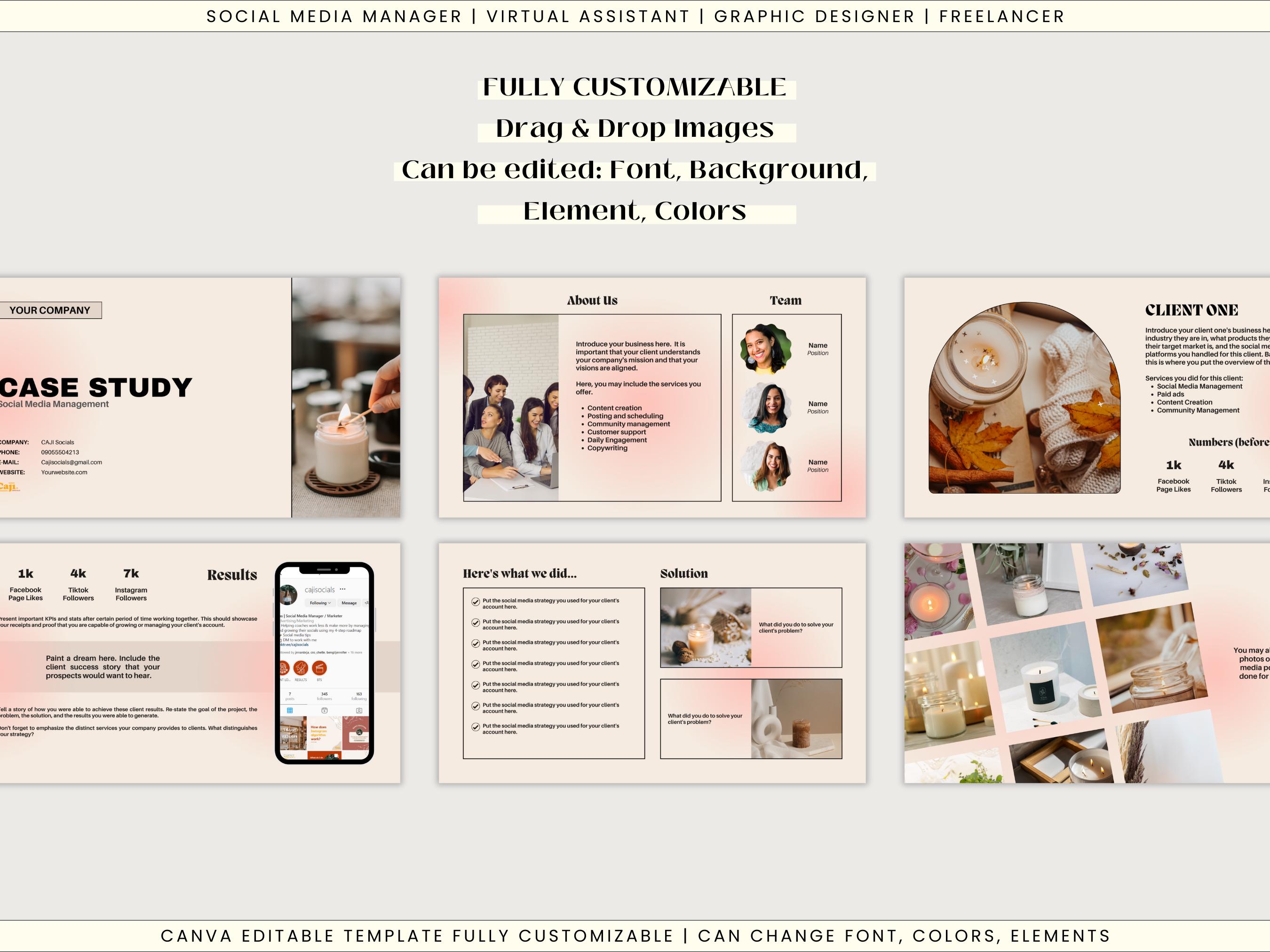 Case Study Editable Canva Template | for SMM, Business Owners, Virtual ...