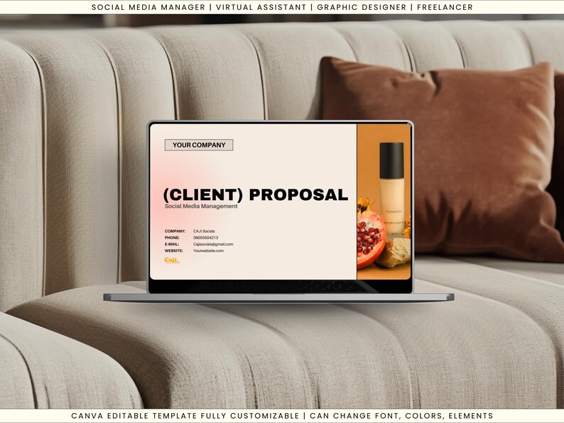 Client Proposal Editable Canva Template Social Media Manager Virtual Assistant Freelancer Blush ...
