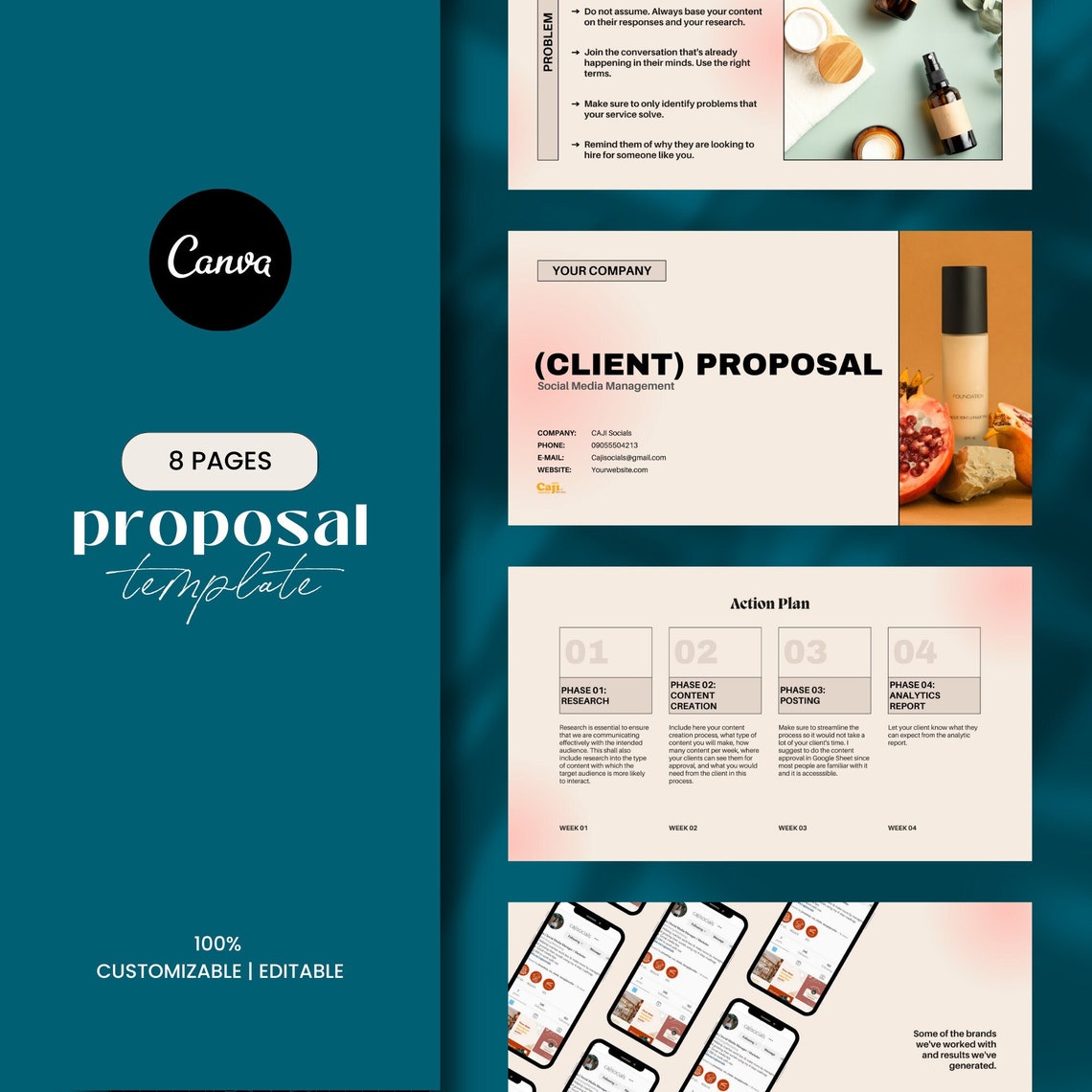 Social Media Manager Proposal Template Editable Canva Template for SMM ...