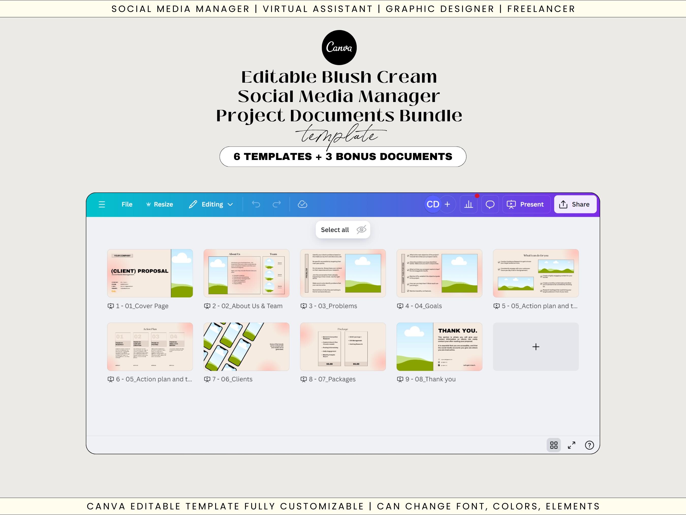 Social Media Manager Project Document Editable Canva Template Client ...