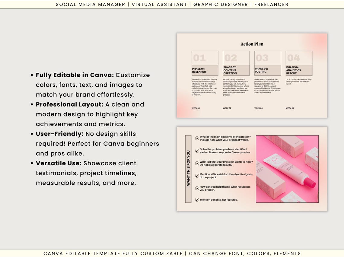 Client Proposal Editable Canva Template Social Media Manager Virtual ...